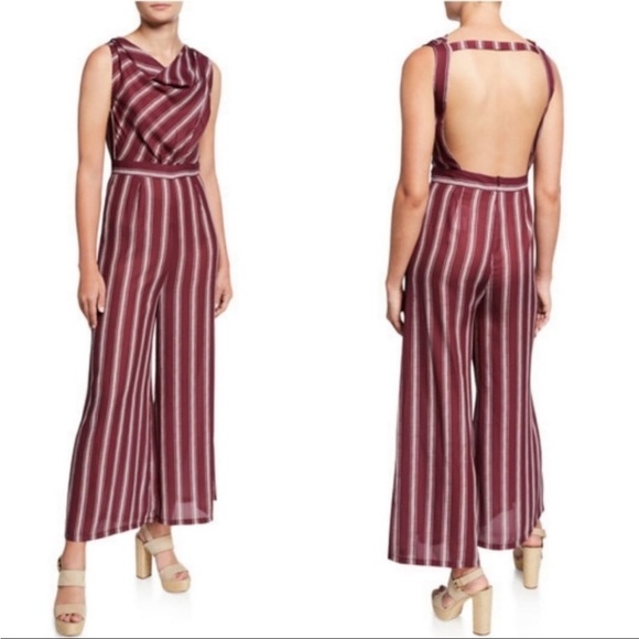 Zhu | Pants & Jumpsuits | Zhu Vetta Burgundy White Vertical Stripe Cowl ...